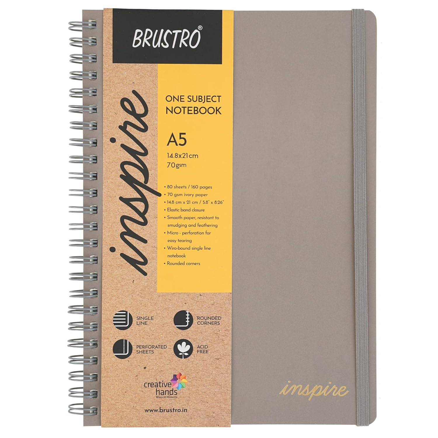 Brustro Inspire A5 Size, 1 Subject Ruled Notebook, 80 Sheets / 160 ...