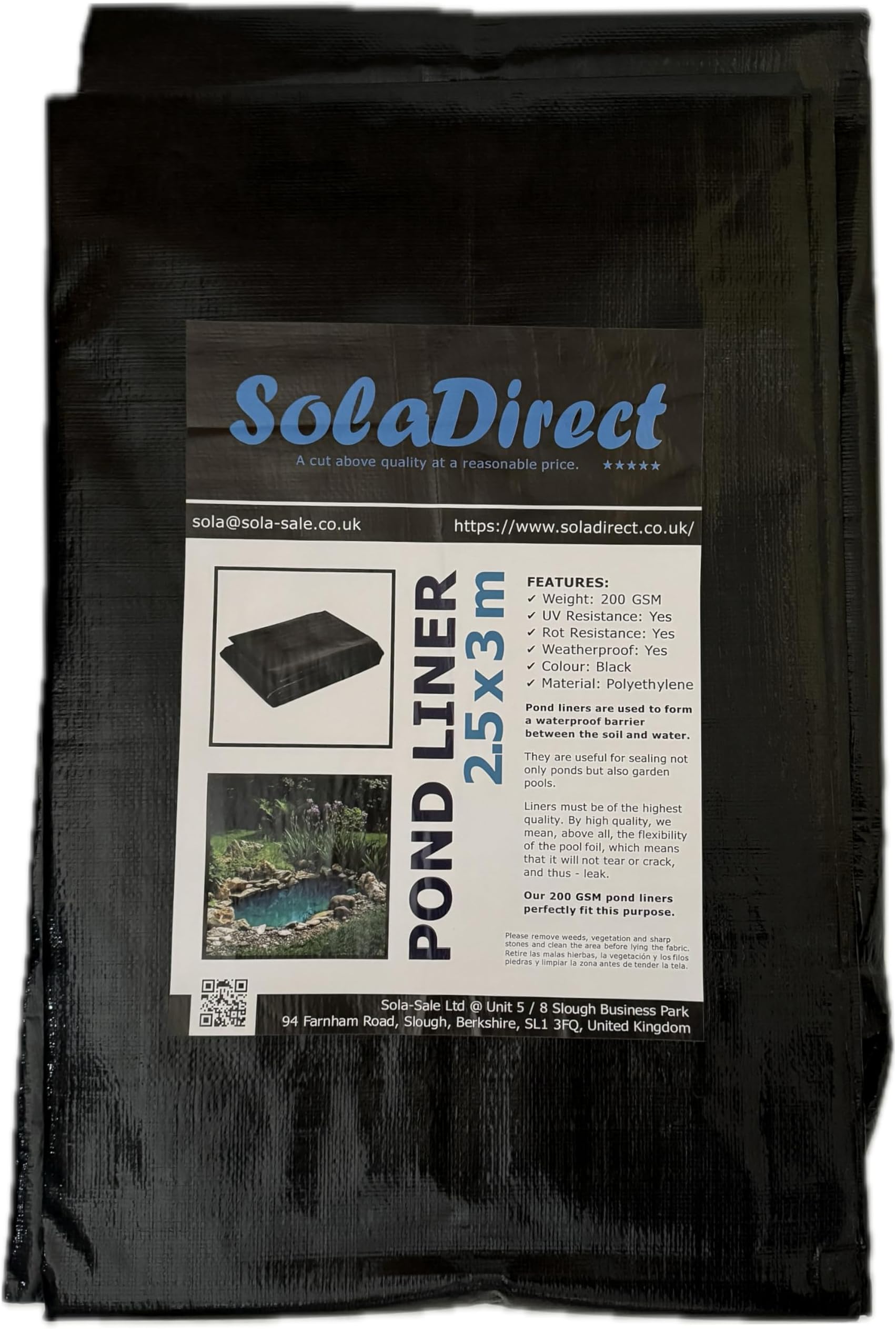 CYH Pond Liner 2M X 2M - Black Heavy Duty Underlay Garden Fish Ponds ...