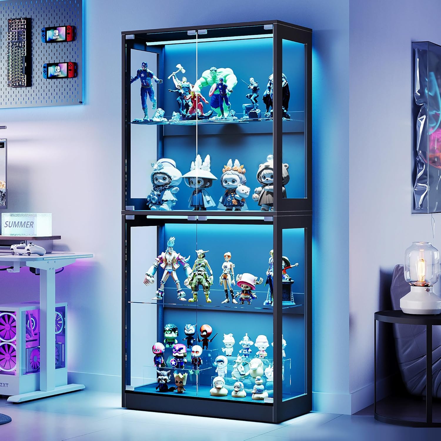Amazon.com - AMERLIFE RGB Display Cabinet with Adjustable Glass Shelves ...