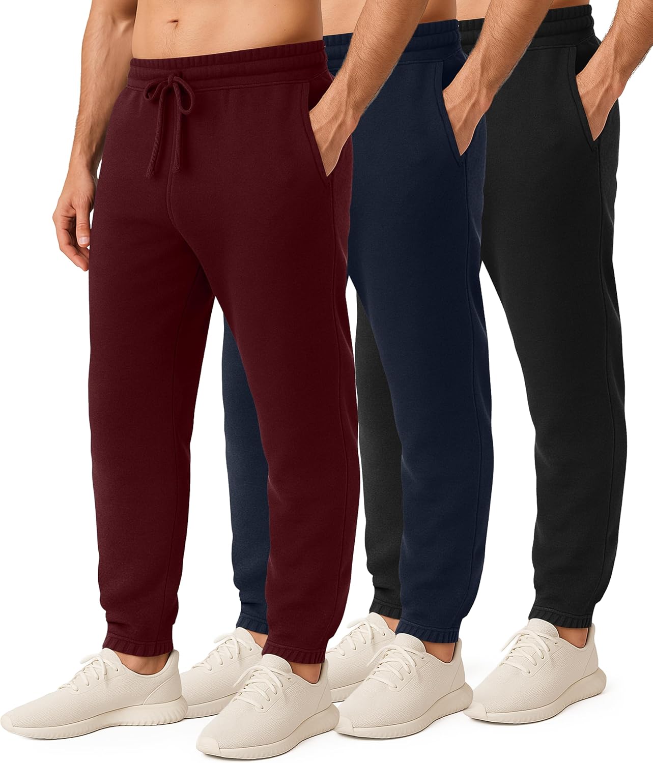 Amazon.com: Real Essentials 3 Pack: Men's Cotton Fleece Jogger ...