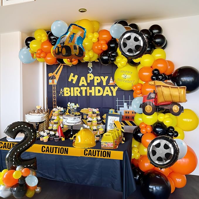 Amazon.com: Construction Party Balloon Garland Kit, 125PCS Black Orange ...