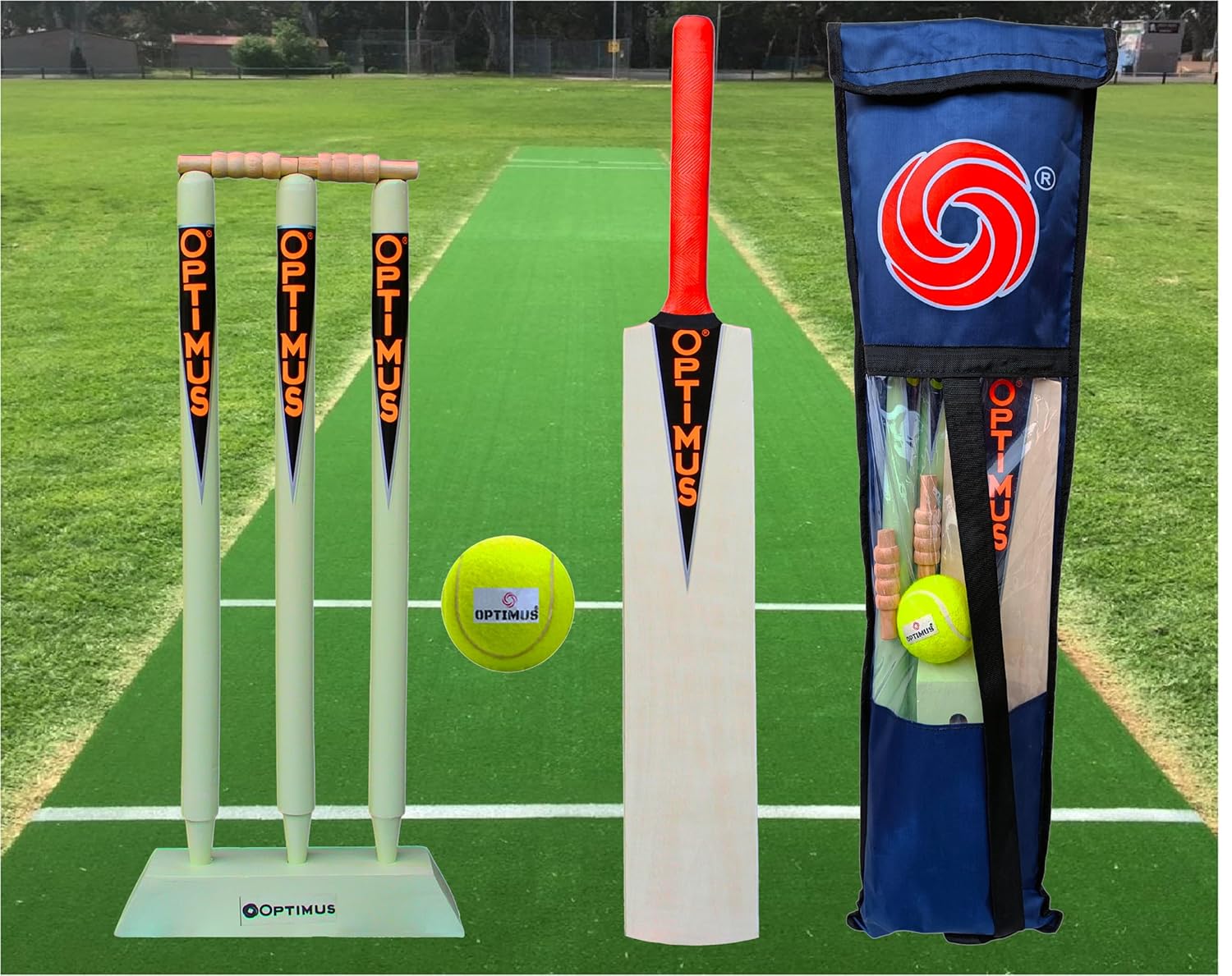 Buy Optimus® Cricket Wooden Kit Combo Set for Kids in Heavy Tetron ...