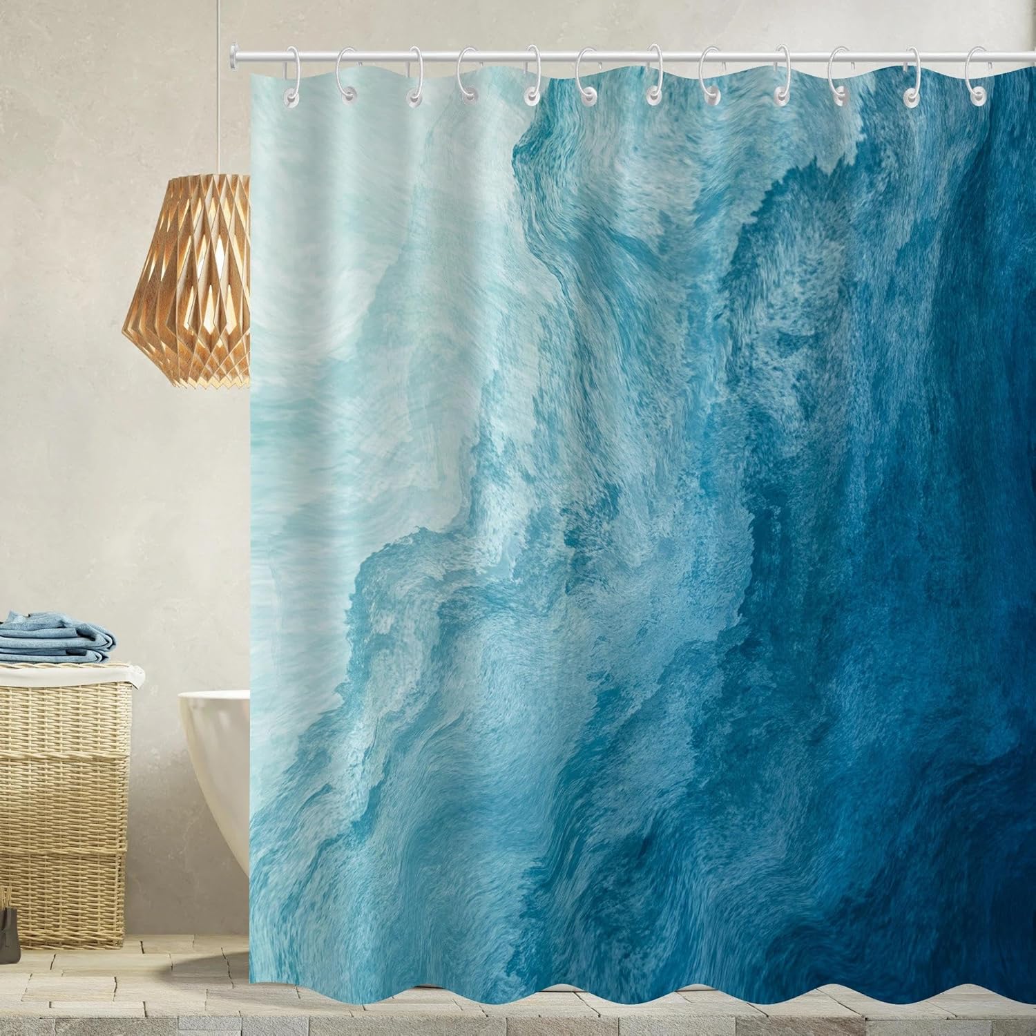 Ocean Shower Curtain Blue Water sea Shower Curtains Modern Machine ...