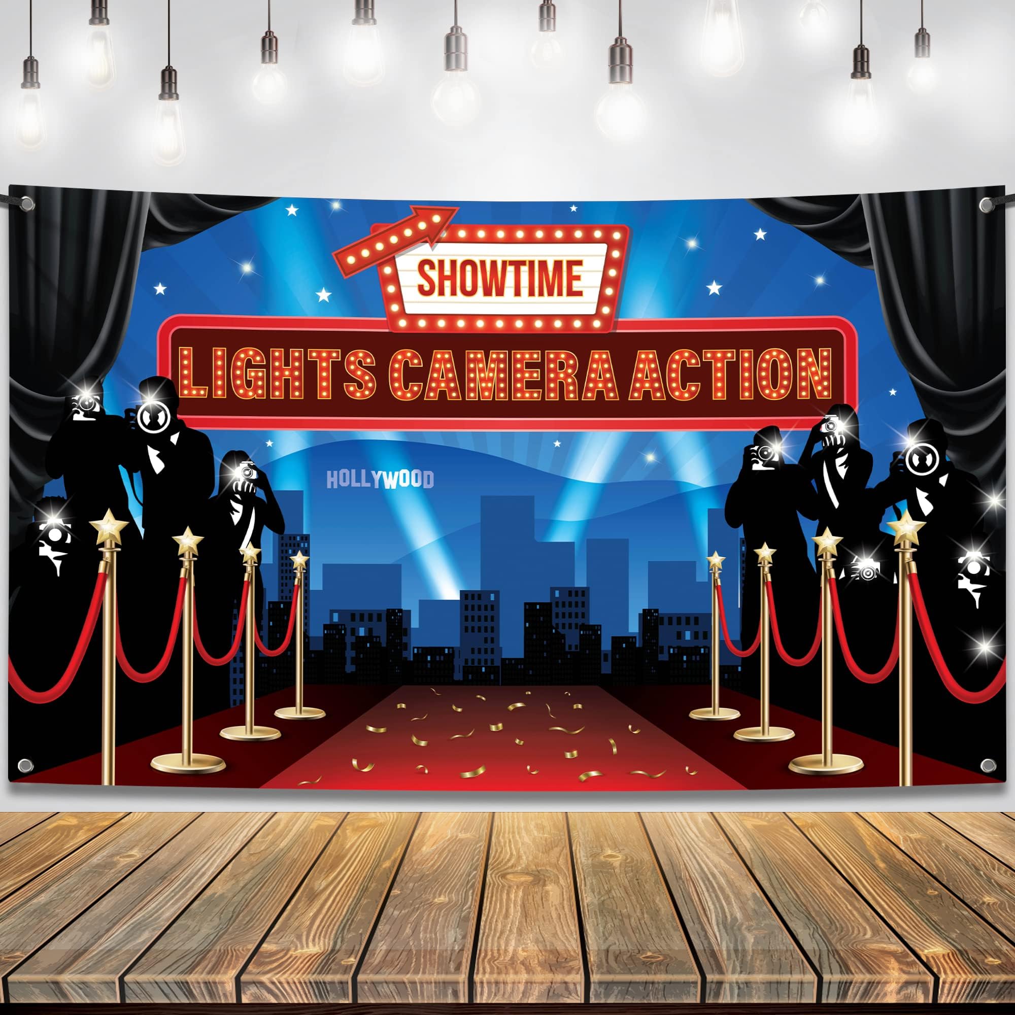 Amazon.com : AOFOTO 10x7ft Red Carpet Backdrop Movie Night Stage ...
