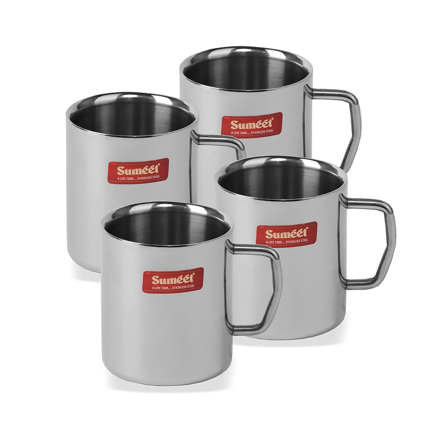 Buy Sumeet Stainless Steel Double Wall Tea and Coffee Medium Mug set of ...