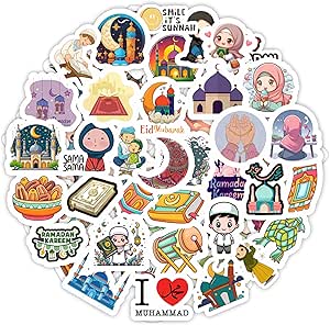 BulbaCraft 100Pcs Islamic Stickers for Water Bottle and Laptop ...