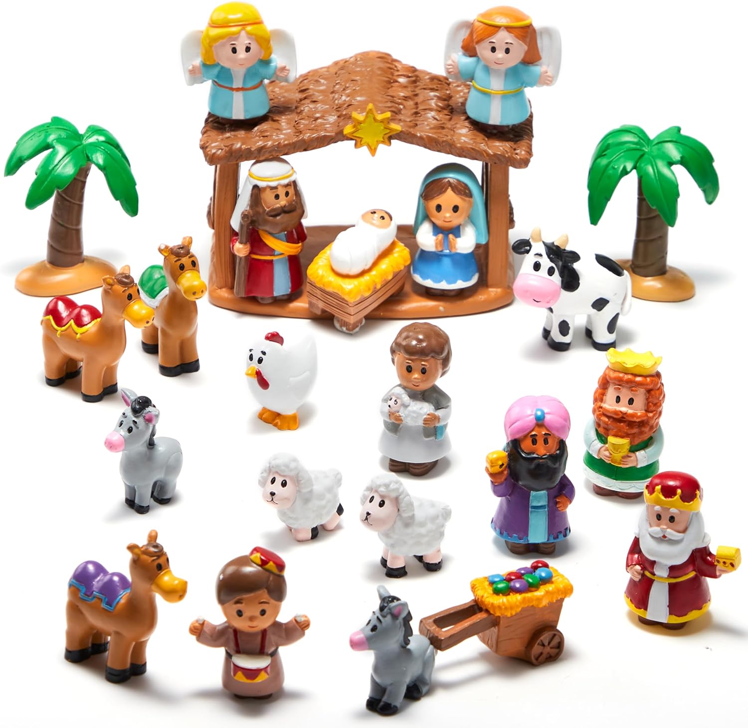 Amazon.com: JOYIN 24 PCS Christmas Little Nativity Playset Figurine ...