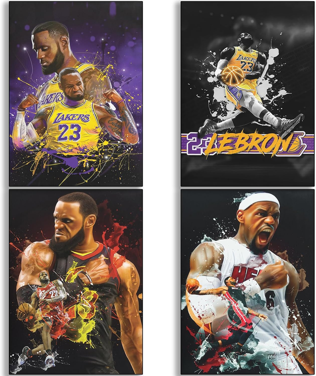Amazon.com: Lebron Poster James Basketball Canvas Poster Wall Art Print ...