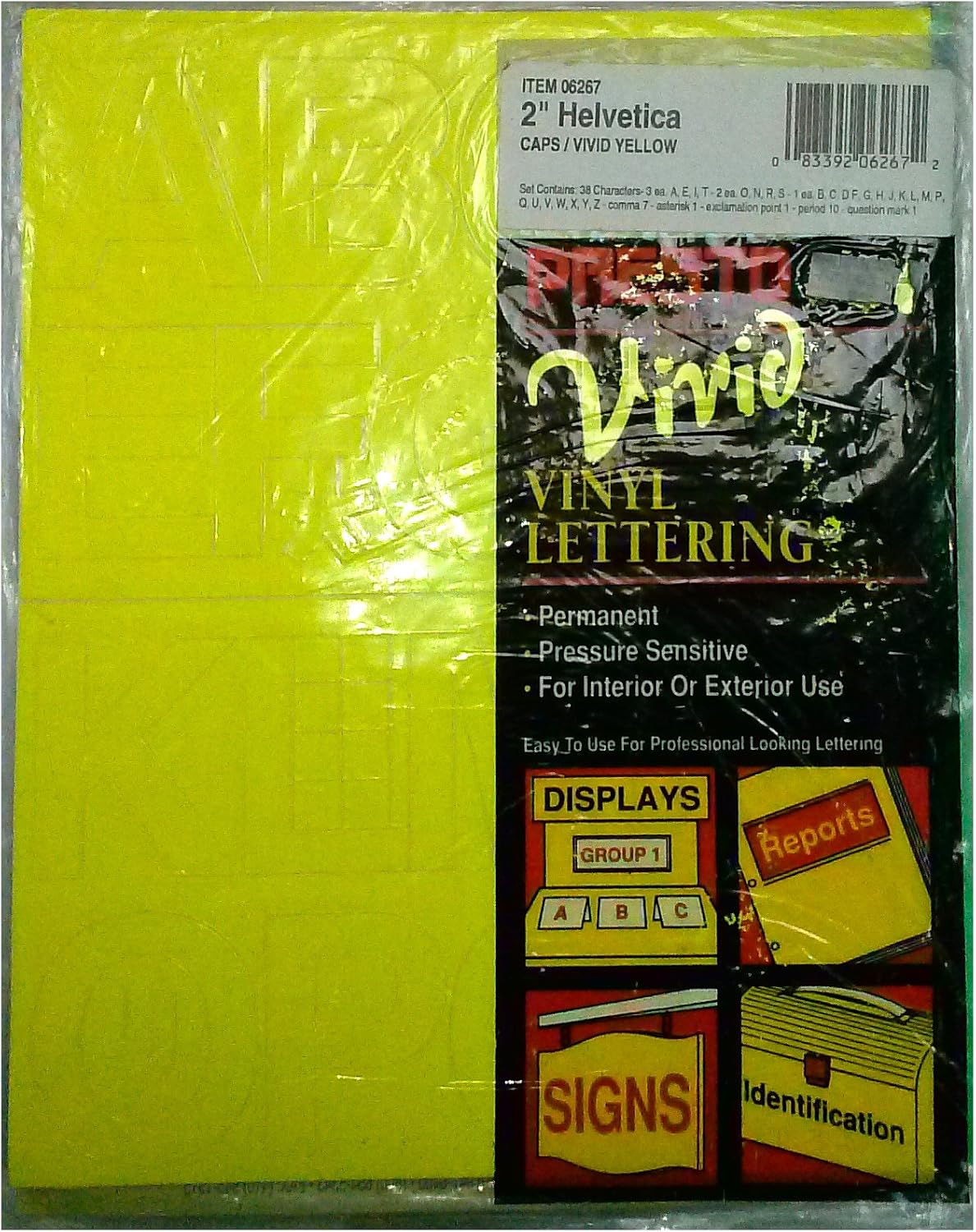 Amazon.com: Presto, 06267, Vivid Vinyl Lettering, 2" Helvetica, Caps ...