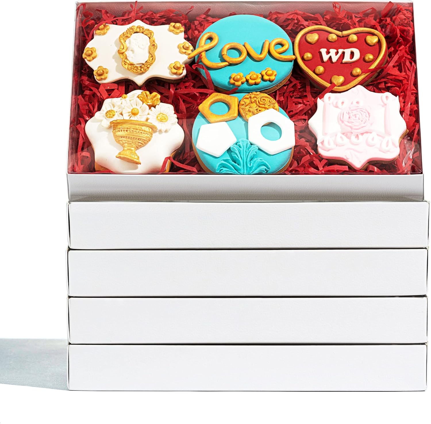 RomanticBaking 9 1/2" x 6" x 1 1/4" White Cookie Boxes Two Pieces Set ...