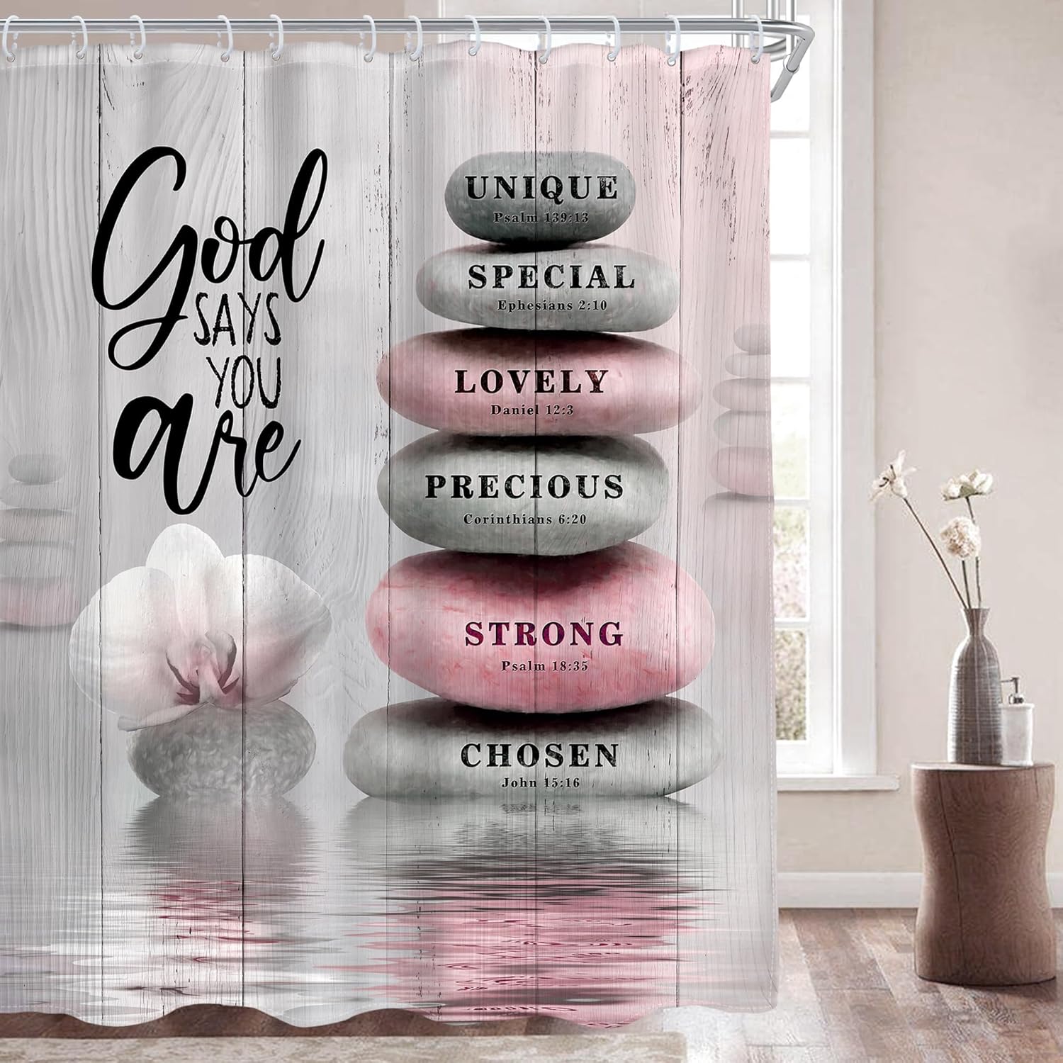 Amazon.com: AMBZEK Pink Shower Curtain 60Wx72L Inch Bible Verse ...