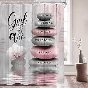 Amazon.com: AMBZEK Pink Shower Curtain 60Wx72L Inch Bible Verse ...