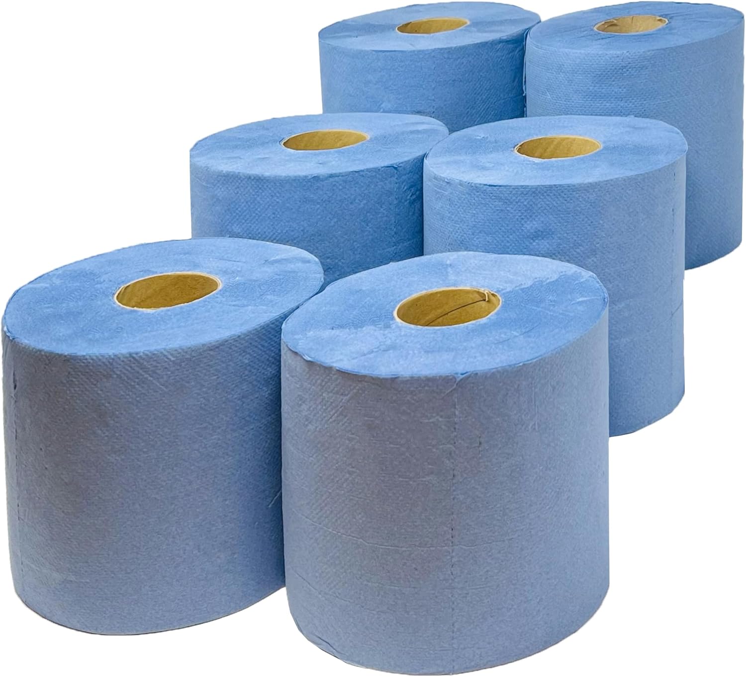 DHANZIPAK 6 x Economy Blue Centrefeed Paper Tissue Rolls - 2 Ply ...