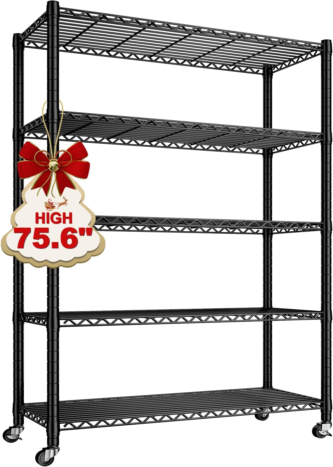 Amazon.com: REIBII Storage Shelves with Wheels Wide Wire Shelving Unit ...
