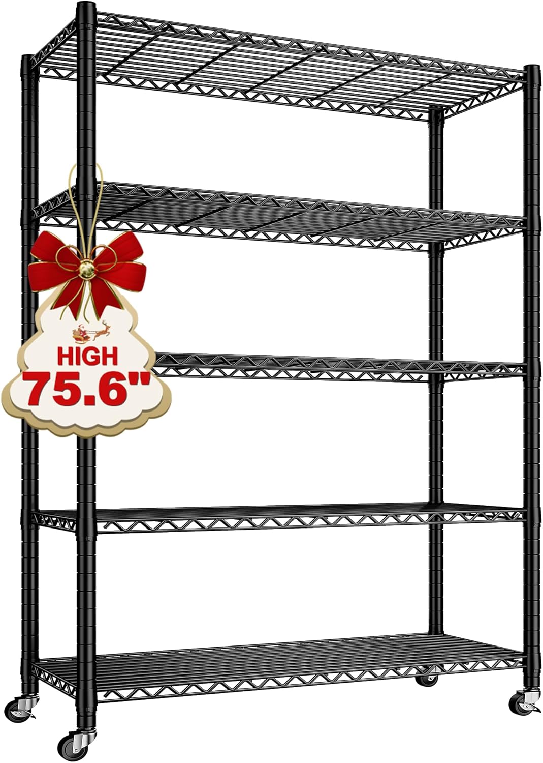 Amazon.com: REIBII Storage Shelves with Wheels Wide Wire Shelving Unit ...