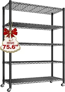 Amazon.com: REIBII Storage Shelves with Wheels Wide Wire Shelving Unit ...