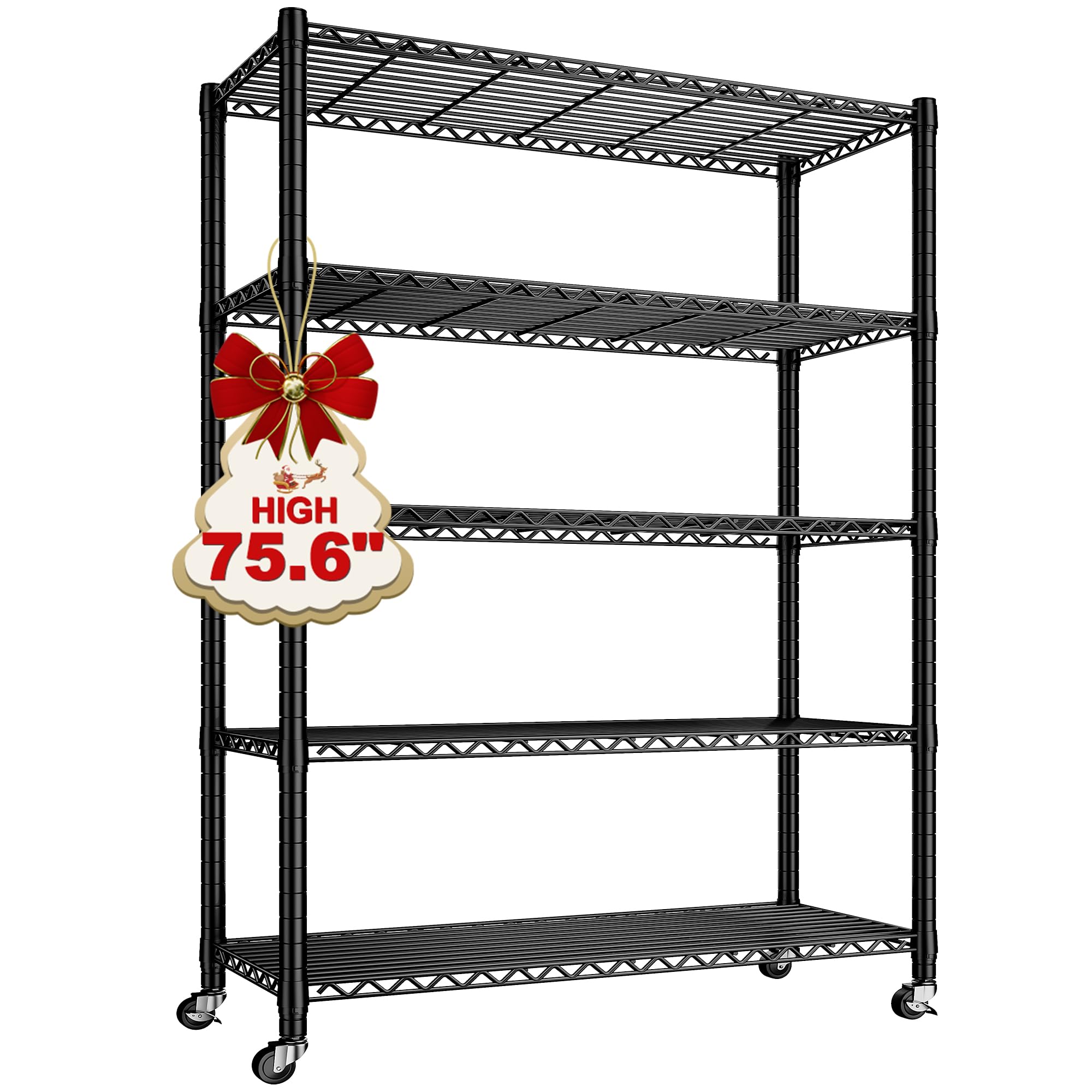 Amazon.com: REIBII Storage Shelves with Wheels Wide Wire Shelving Unit ...