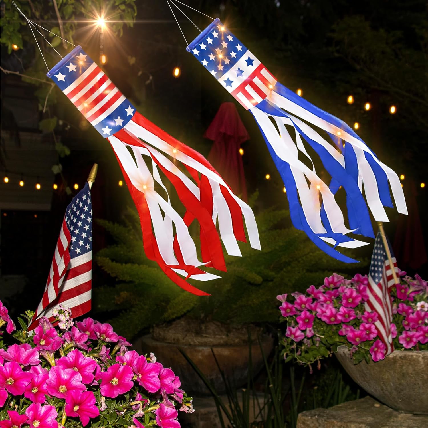 Amazon.com : KATOOM 2 PCS 4th of July Windsock American Flag Windsock ...