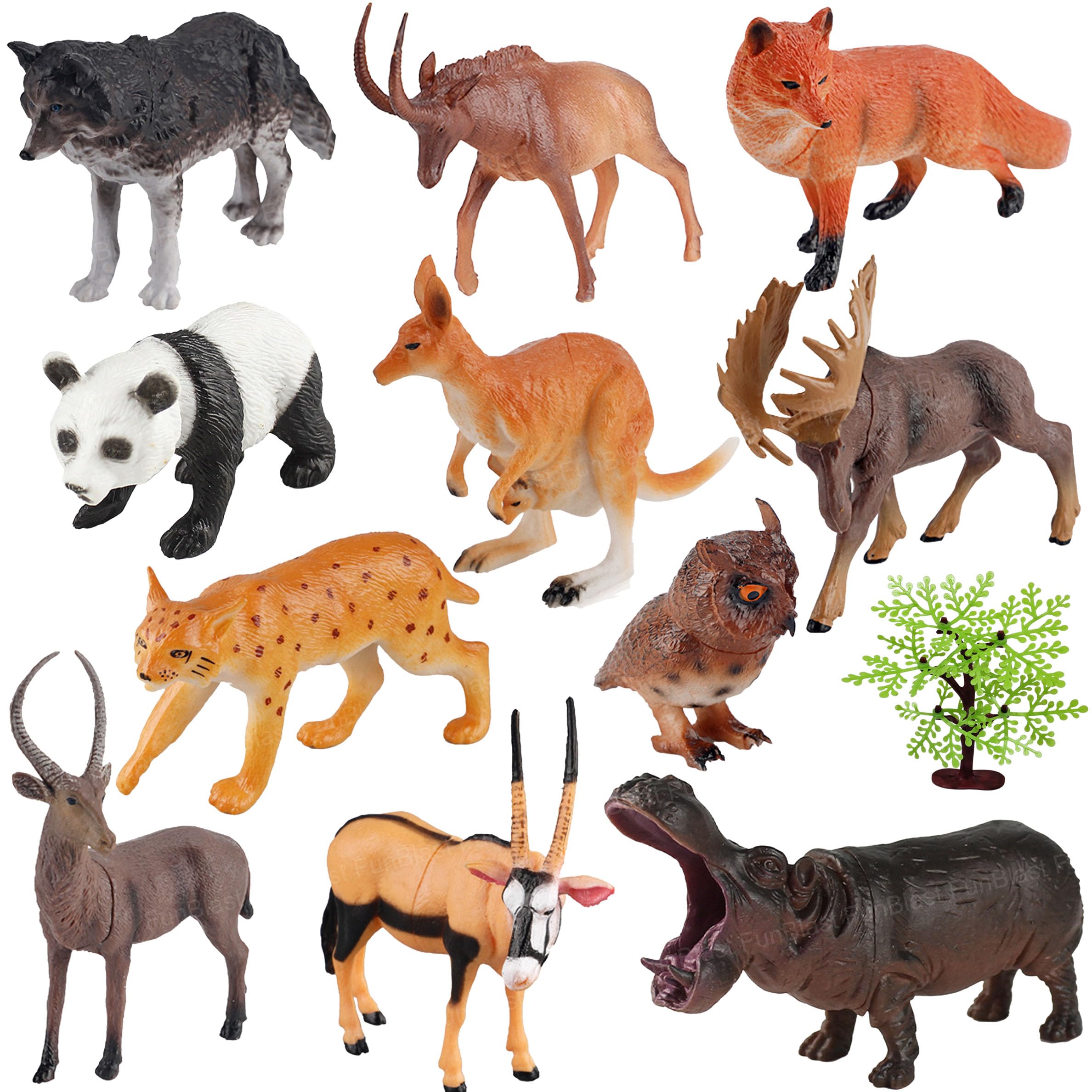 Buy FunBlast Jungle Animal Figure Toy - 12 Pcs Realistic Zoo Animals ...