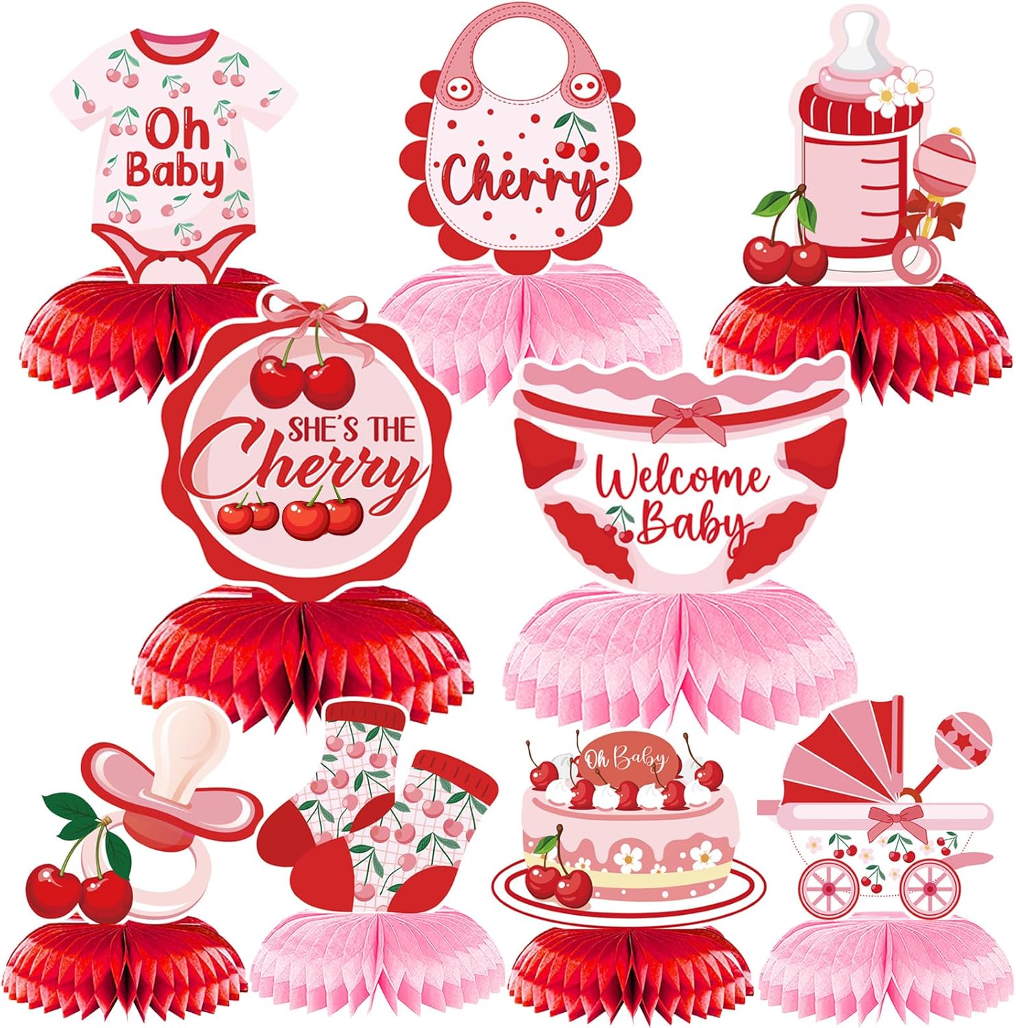 Amazon.com: Refavor Cherry Baby Shower Decorations for Girls, 9PCS She ...