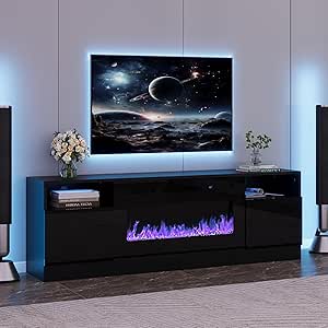 Amazon.com: Fireplace TV Stand for 80 Inch TV, 70” Modern Media Console with 36” Electric ...
