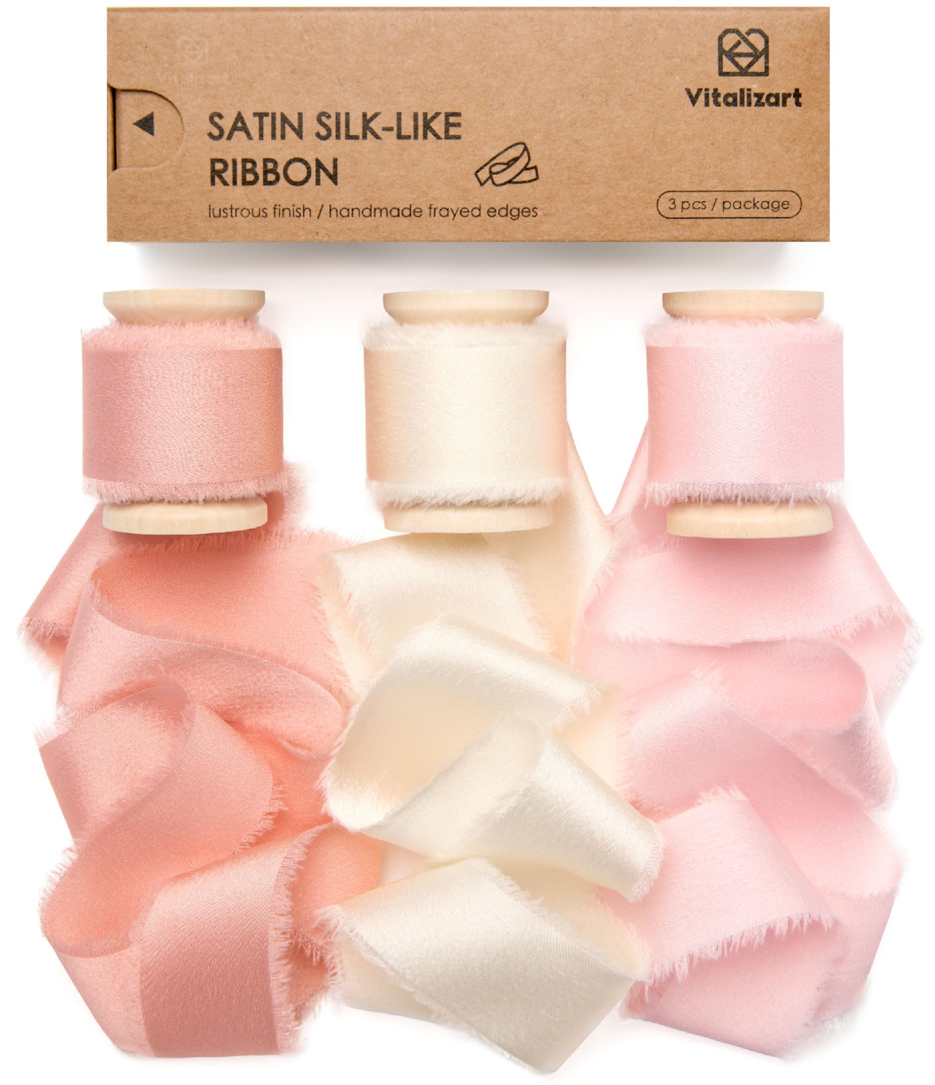 Amazon.com: Vitalizart Silk Satin Ribbon 1 Inch x 15 Yard Wooden Spool ...