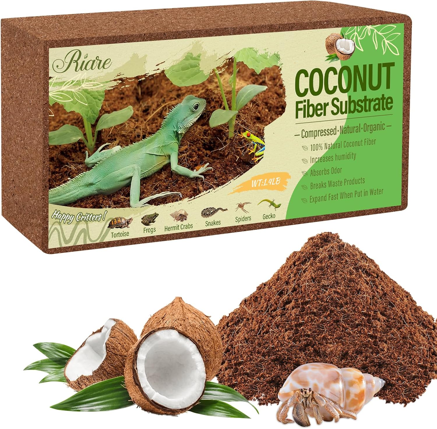 Riare 1 Pack Coconut Fiber Substrate for Reptile Natural Coco Substrate ...