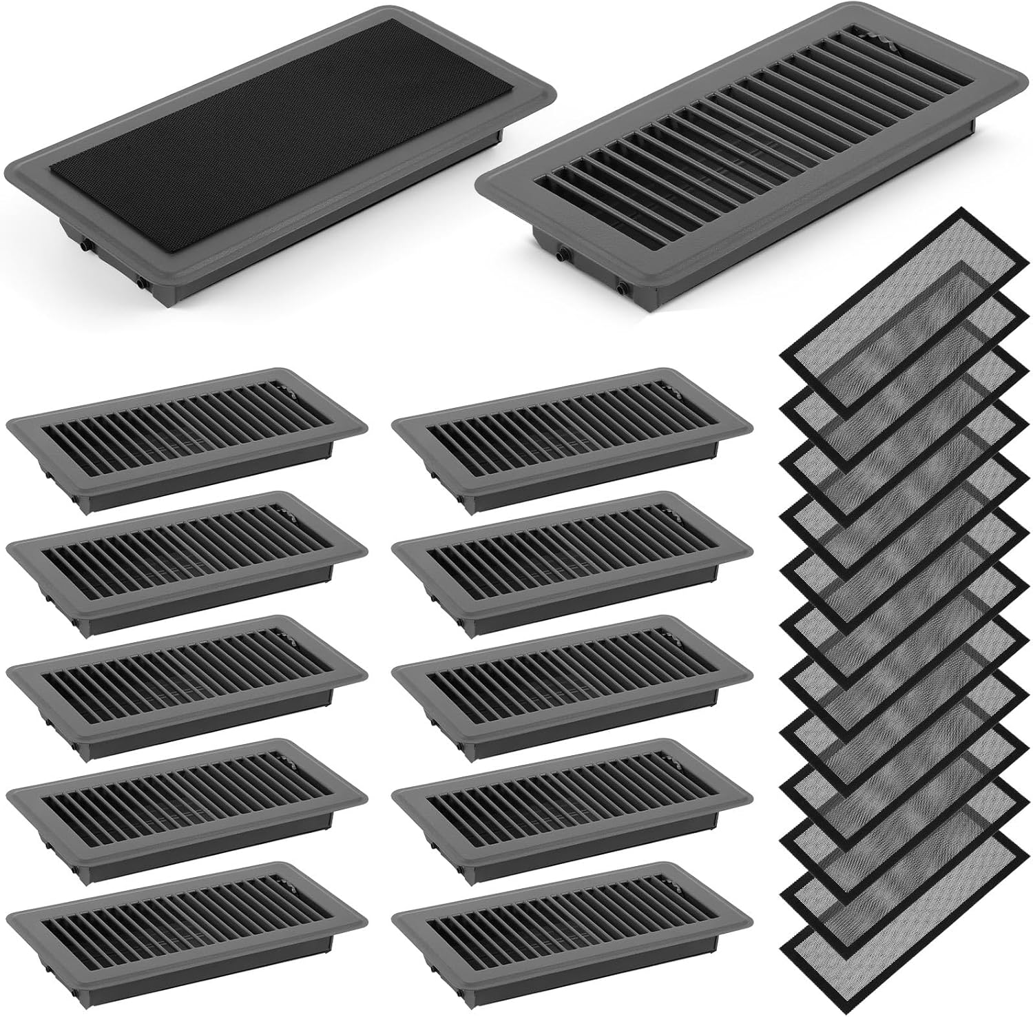 Kigley 24 Pcs 4" x 10" Floor Vents Register with Screen Cover Magnetic ...