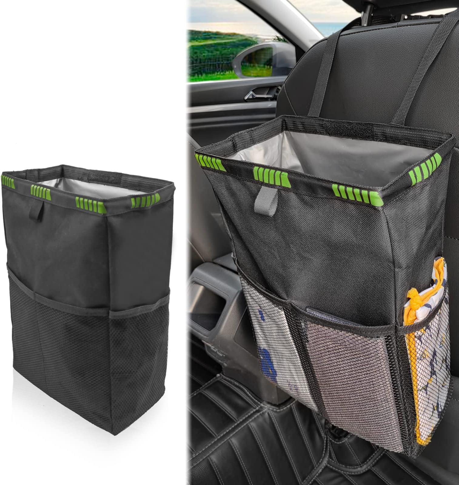 Amazon.com: Fekey&JF Hanging Car Trash Can with Storage Pockets ...