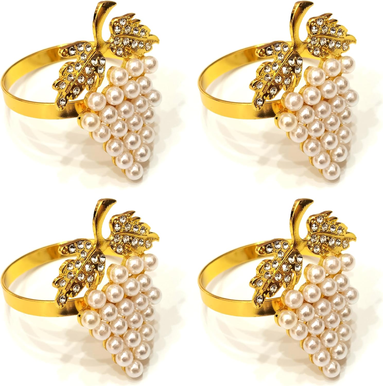 Amazon.com: Climple Grape Napkin Rings Set of 4 - Bead Grapes Gold ...