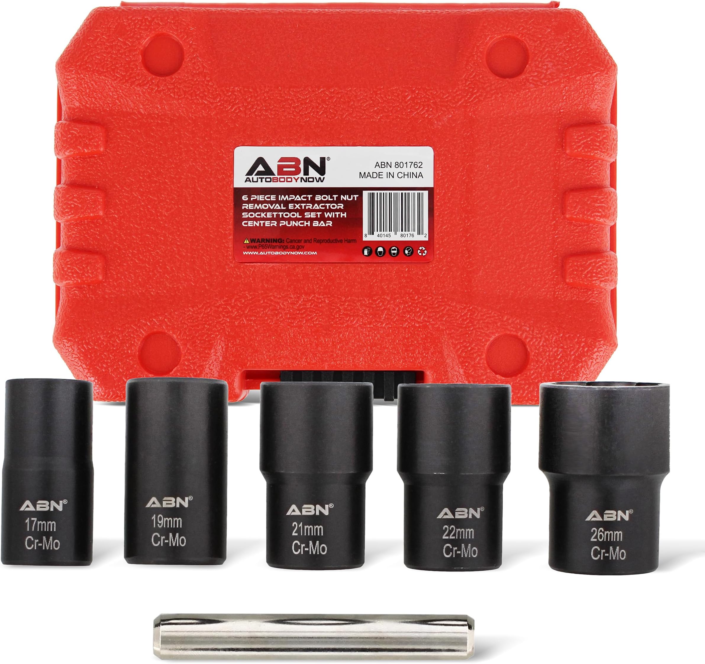 Amazon.com: ABN 1/2in Drive Lug Nut Rounded Bolt Remover Socket Set 6pc ...