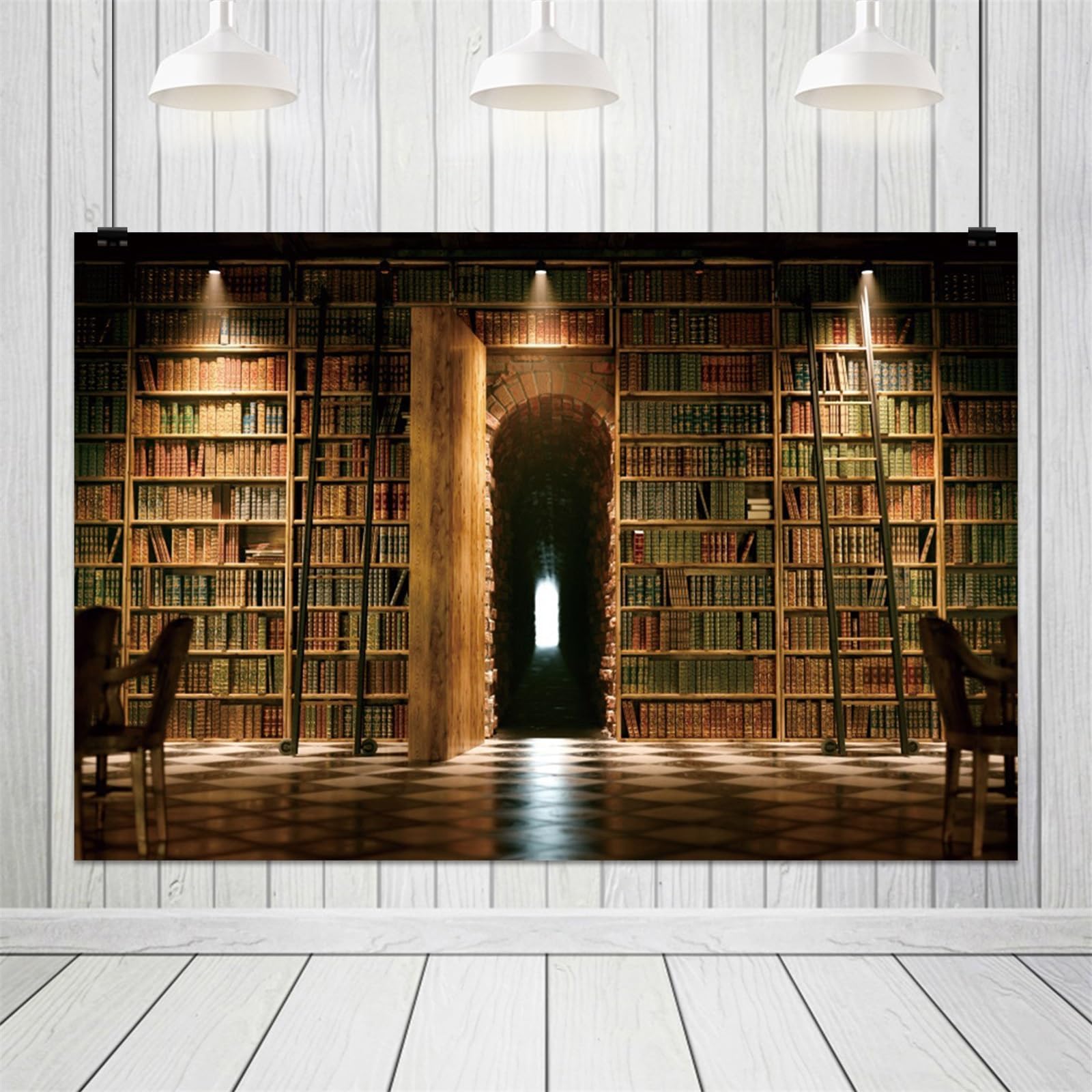 Amazon.com : ZJRBJB 10x8ft Vintage Library Bookshelf Backdrop Retro ...