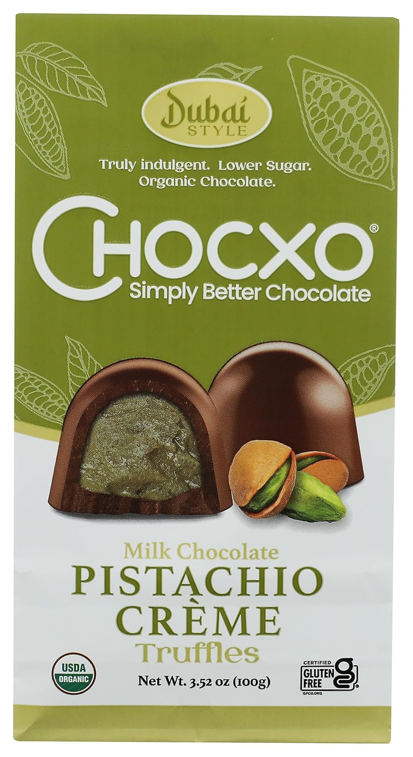 Amazon.com: Chocxo Organic Milk Chocolate Pistachio Creme Truffles, 3. ...