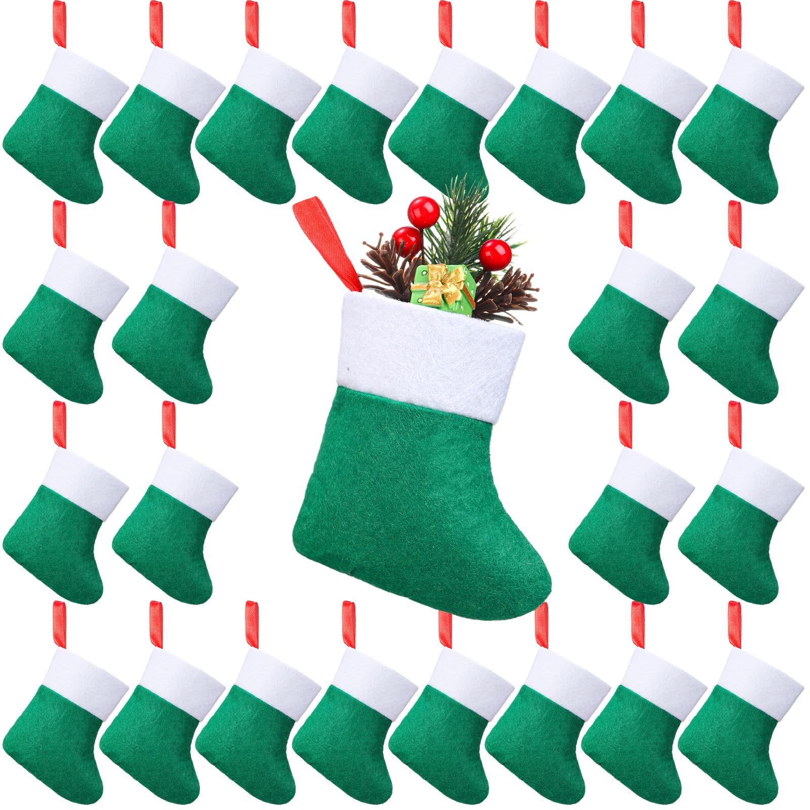 Amazon.com: Croknit 24 Pieces Mini Christmas Stockings 4 Inch Xmas Felt ...