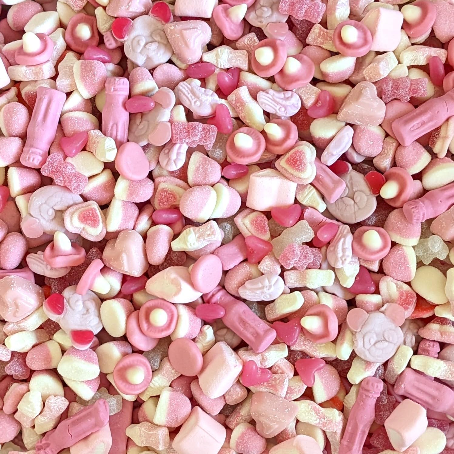 Pink & White Sweet Mix - 750g of Pick and Mix Sweets, Includes Gummy ...