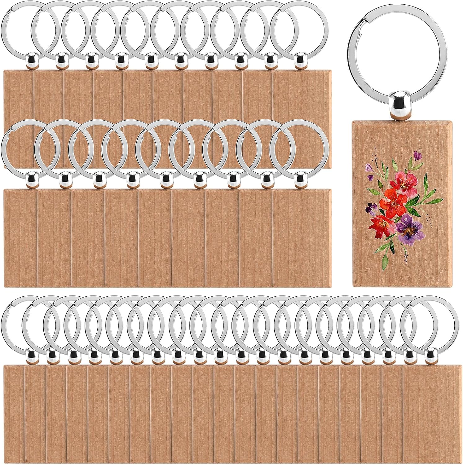 Amazon.com: FUNSUEI 40 PCS 2.09 x 1.26 Inches Wood Keychain Blanks ...