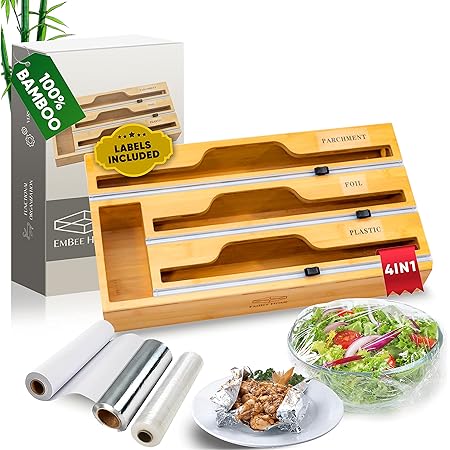 Amazon.com - Scotiks 3-in-1 Bamboo Kitchen Wrap Dispenser with Cutter ...