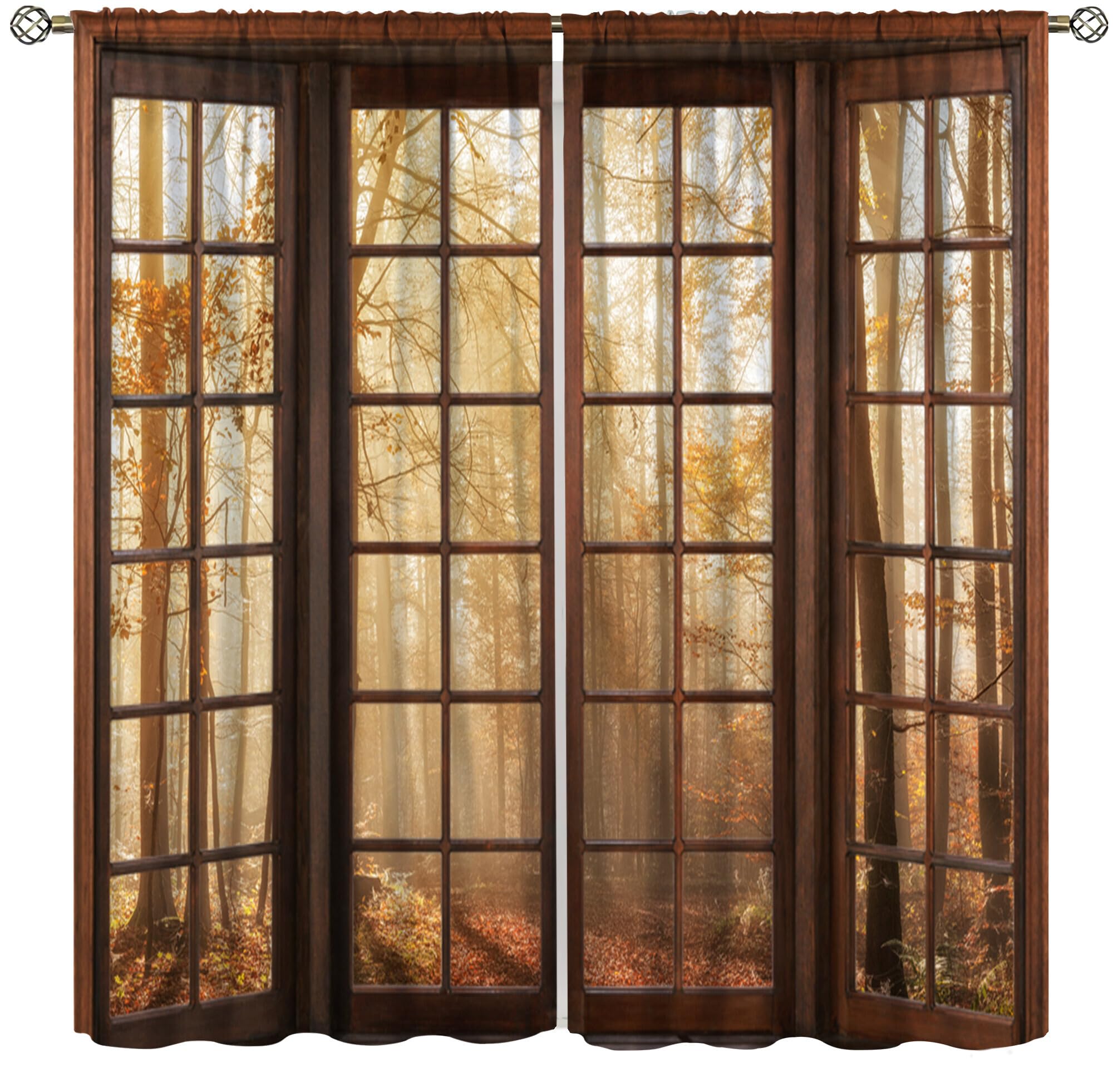 Amazon.com: Yoakiet Landscape Curtains, Fall Misty Forest Nature 3D ...