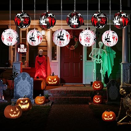 Amazon.com: 10 PCS 11.8 inch Hanging Halloween Decorations Ball Set ...