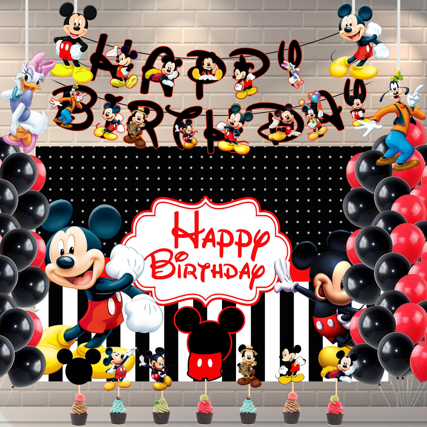 Mickey Birthday Background Mickey Mouse Birthday Backdrop, Minnie