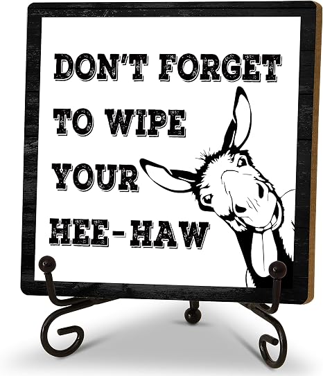 Amazon.com: Funny Bathroom Decor Sign for Restroom Shelf, Donkey ...