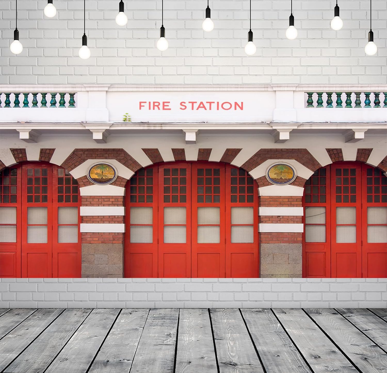 Amazon.com : CORFOTO 20x10ft Fabric Modern Fire Station Backdrop ...