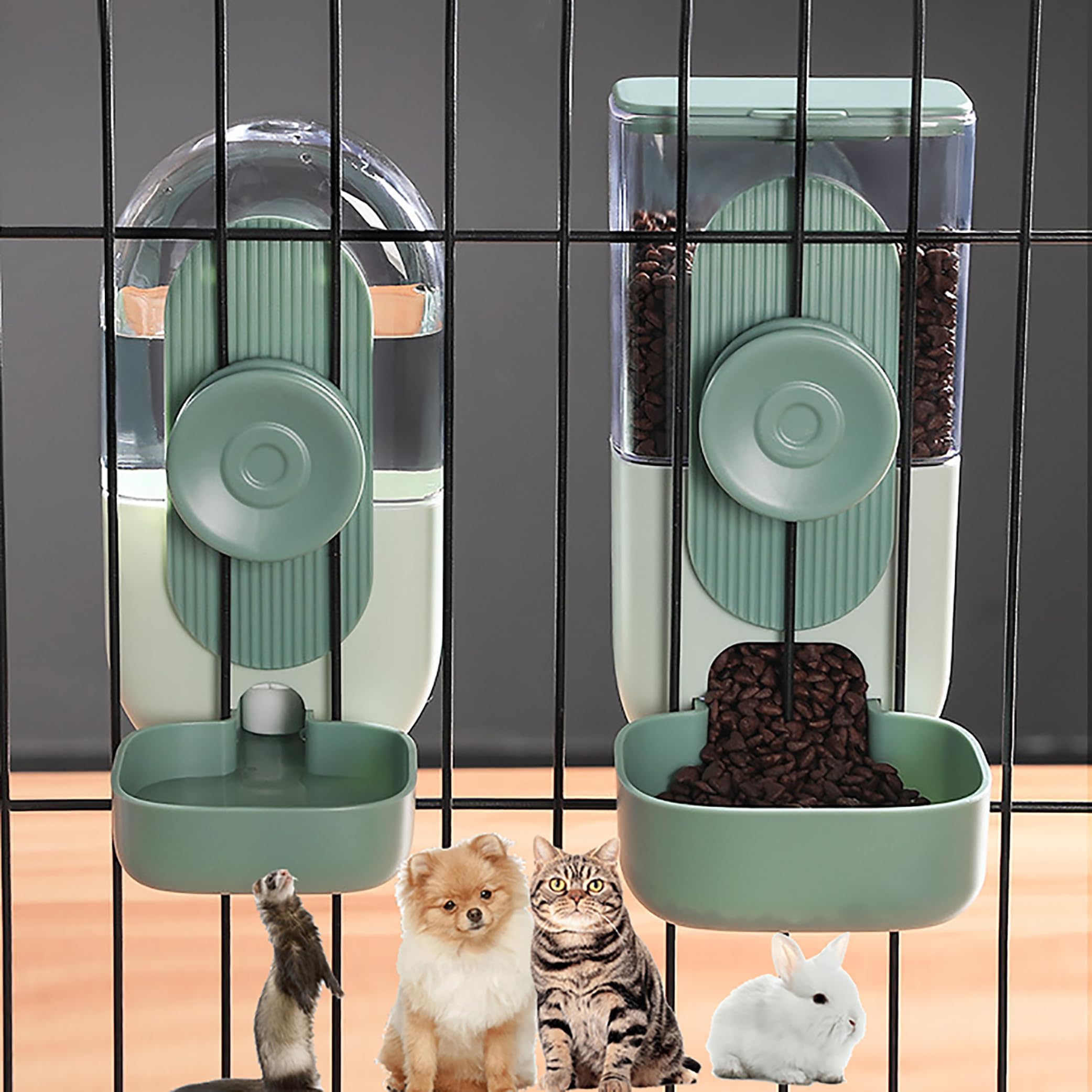Amazon.com : Hanging Cage Automatic Small Pet Food Bowl Water Bottle ...