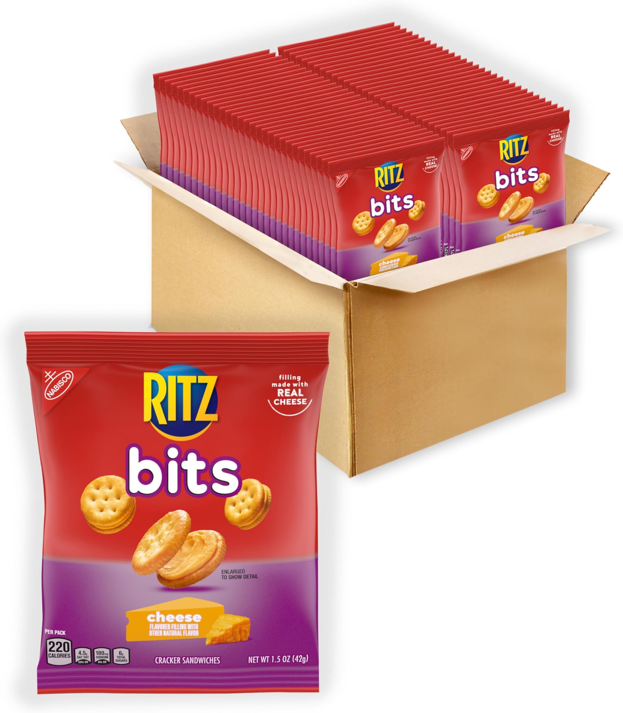 Amazon.com: RITZ Bits Cheese Sandwich Crackers, Snacks for Kids and ...