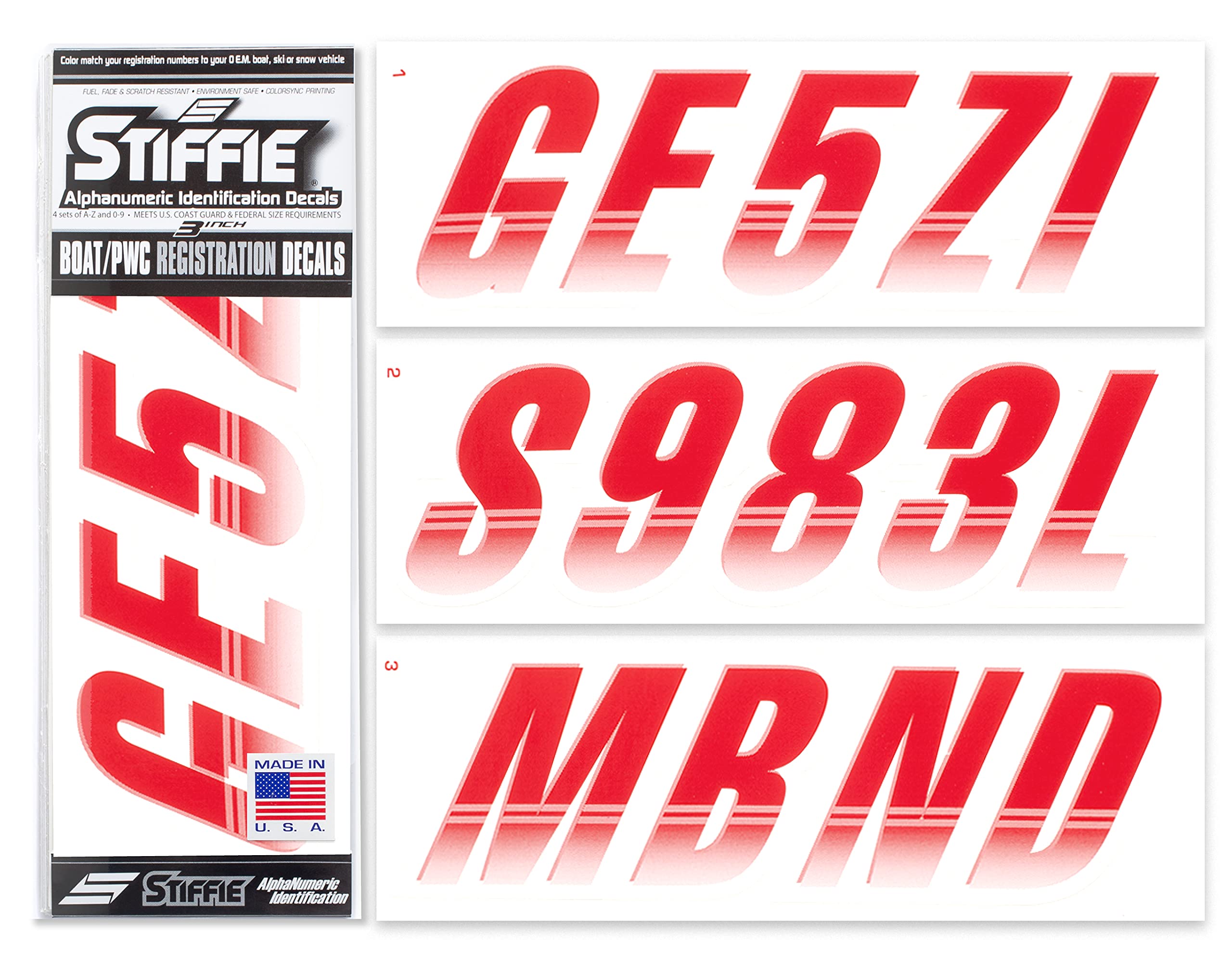 Snapklik.com : STIFFIE Techtron Red/White 3" Boat & PWC Registration ...