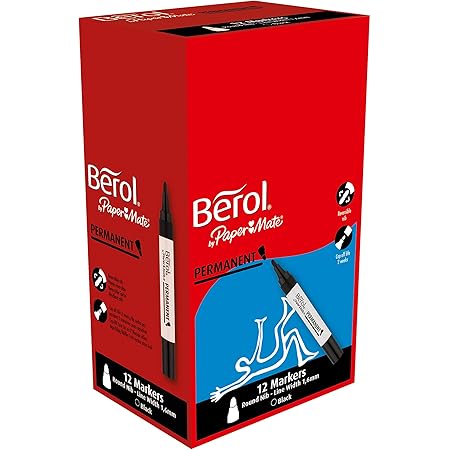 Berol Toughpoint Marker Bullet Nib 1.6mm - Black (Box of 12) : Amazon ...