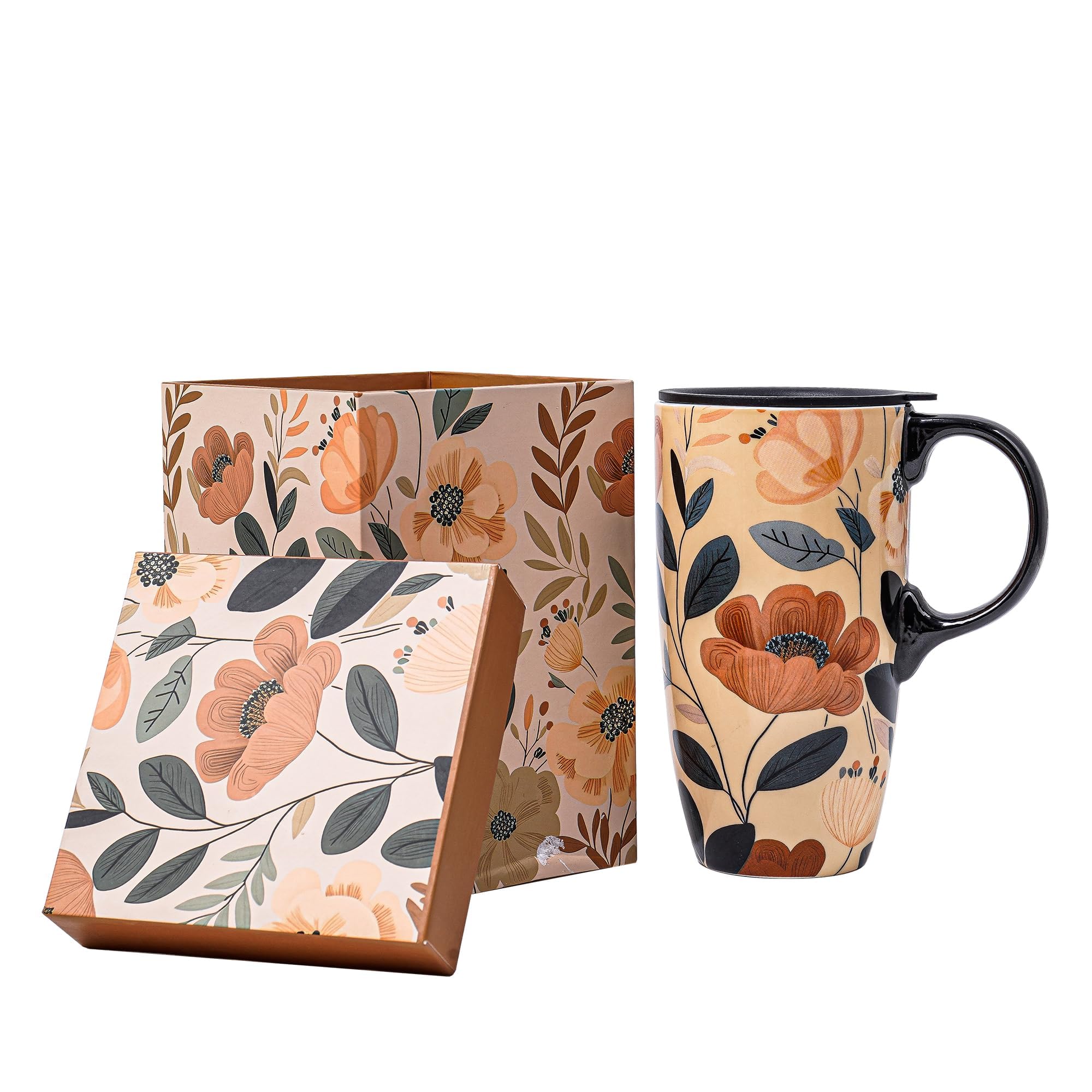 Amazon.com | Topadorn Ceramic Travel Mug with Lid and Handle Ceramic ...