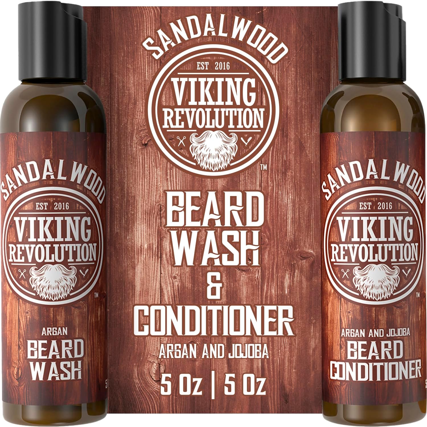 Viking Revolution Beard Wash & Beard Conditioner Set w/Argan & Jojoba ...