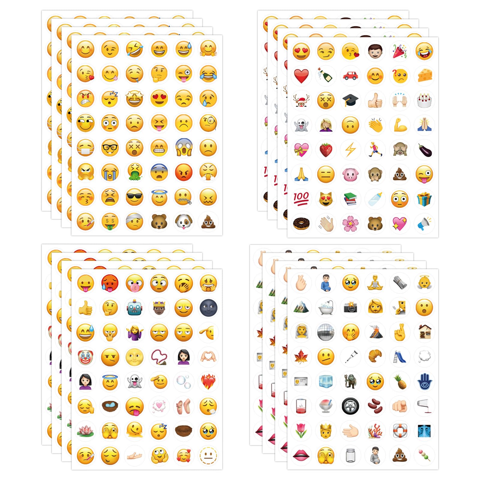 16 Sheets Emoji Stickers, Smiley Stickers, Small Smiley Stickers, Funny ...