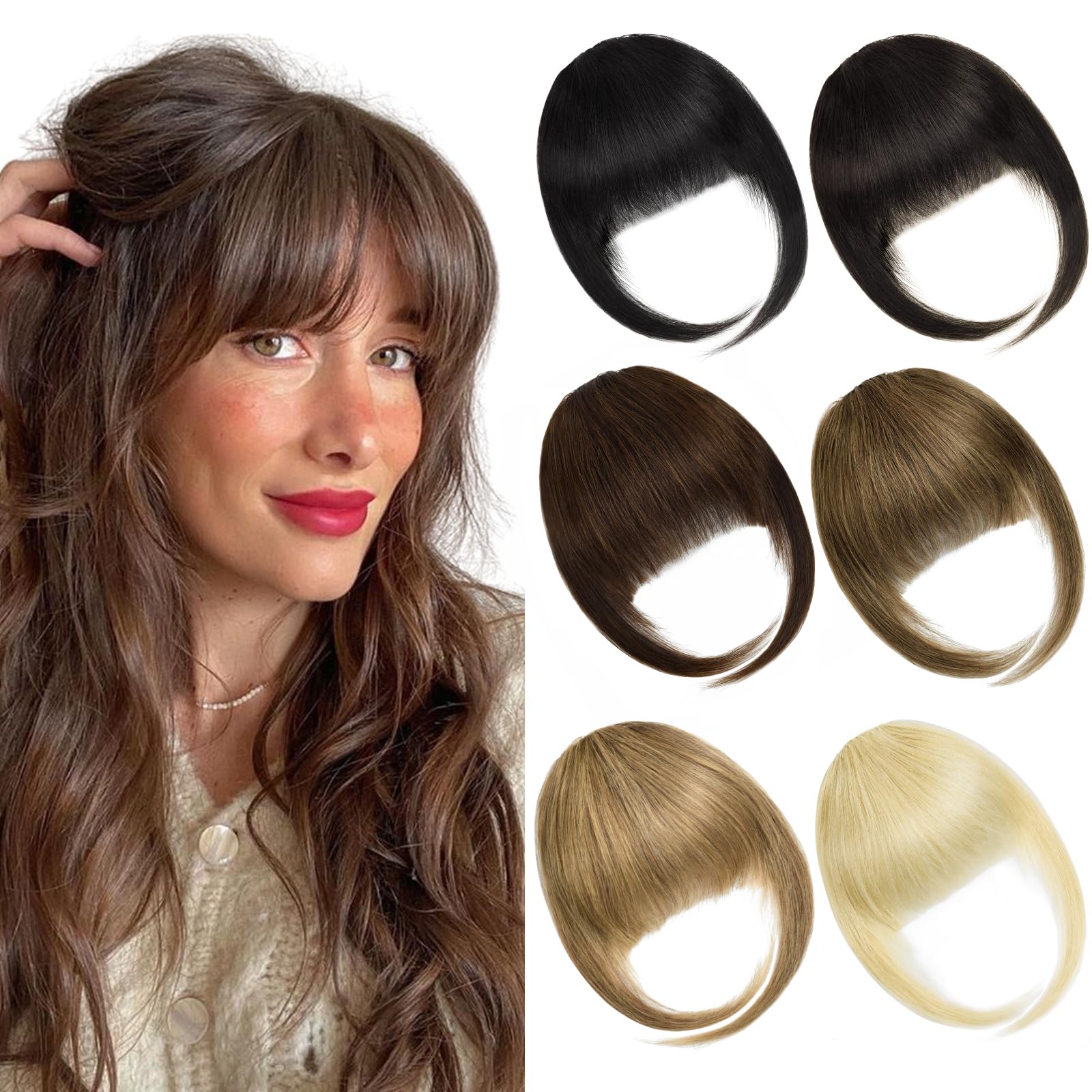 Amazon.com : DILUSILK Clip in Bangs Remy Human Hair Front Fringe French ...